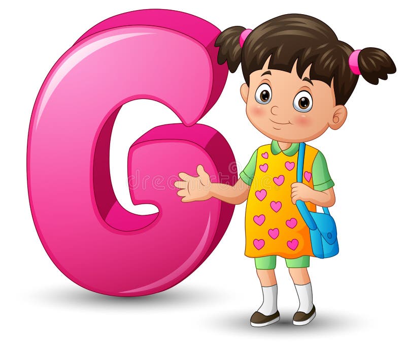 Illustration of Alphabet G with a School Girl Standing Stock Vector ...