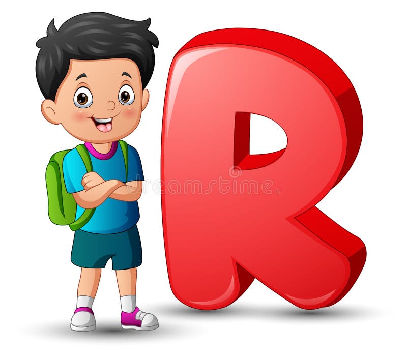 Illustration of Alphabet R with a School Boy Standing Stock Vector ...