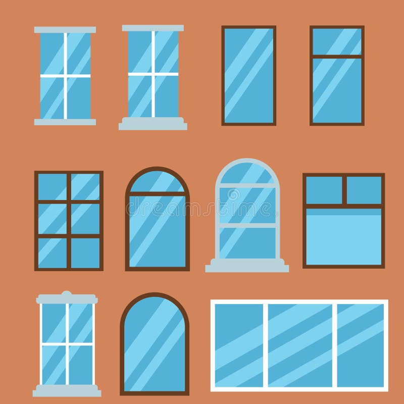 Collection of Windows , Scalable Vector Set Buildings Elements Stock ...