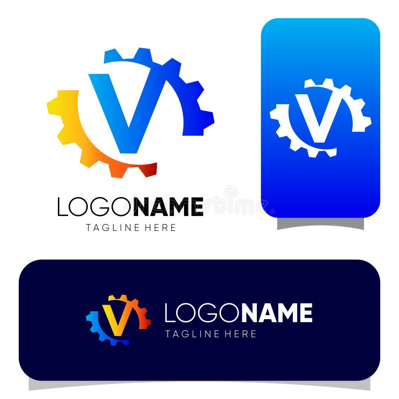 Initial V Letter Gear Logo Design Vector Graphic Stock Vector ...