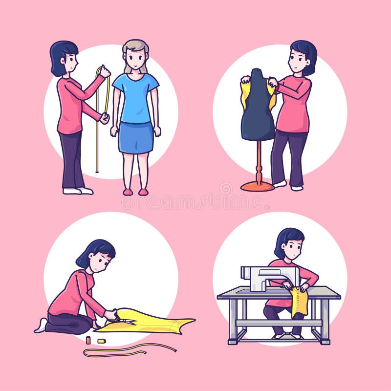 Illustration of Female Tailor Premium Vector Stock Vector ...