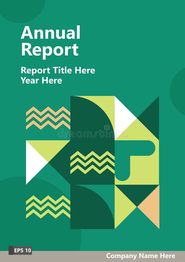 Annual Report Cover with Green Color Theme Stock Vector - Illustration ...