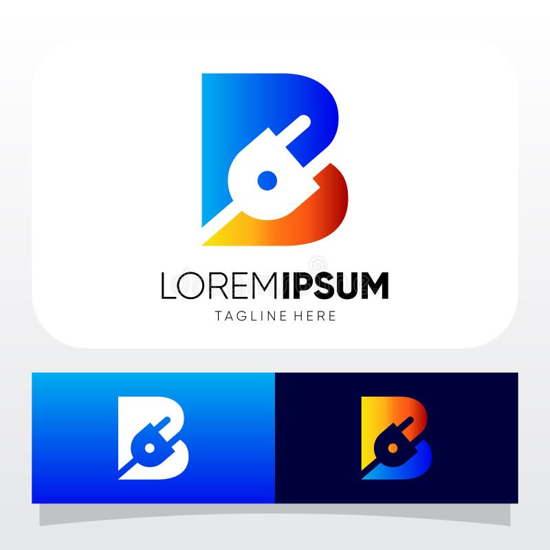 Letter B Power Jack Electric Logo Design Vector Graphict Stock Vector ...