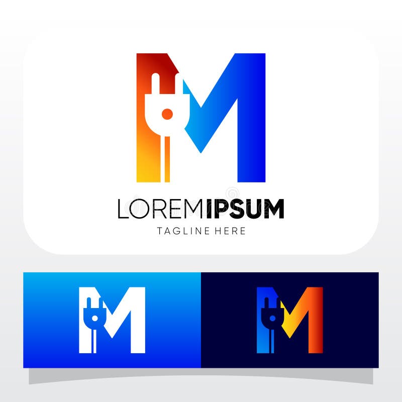 Letter M Power Jack Electric Logo Design Vector Graphic Stock Vector ...