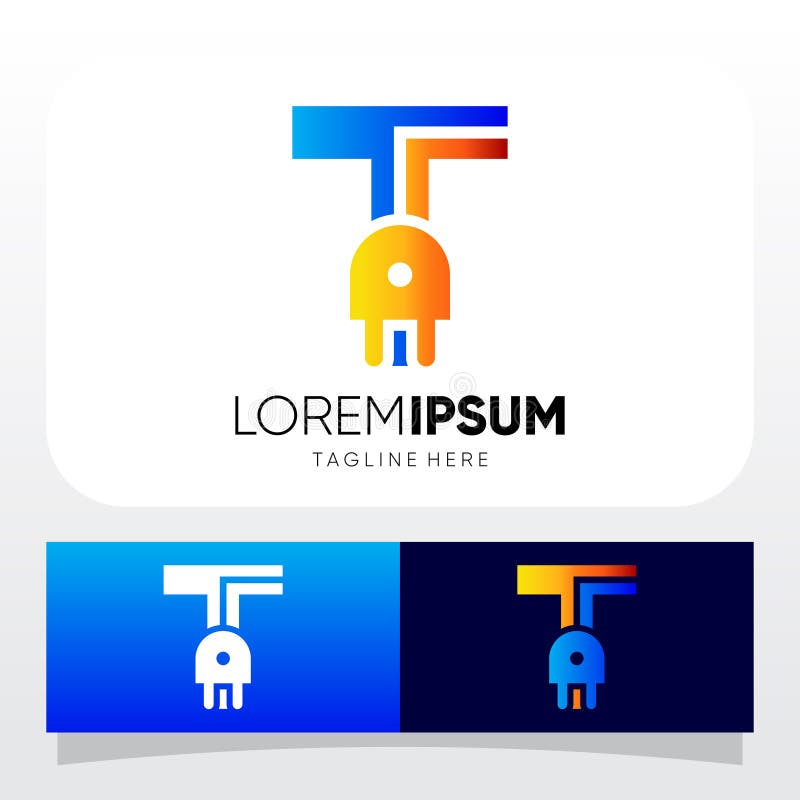 Letter T Power Jack Electric Logo Design Vector Graphic Stock Vector ...