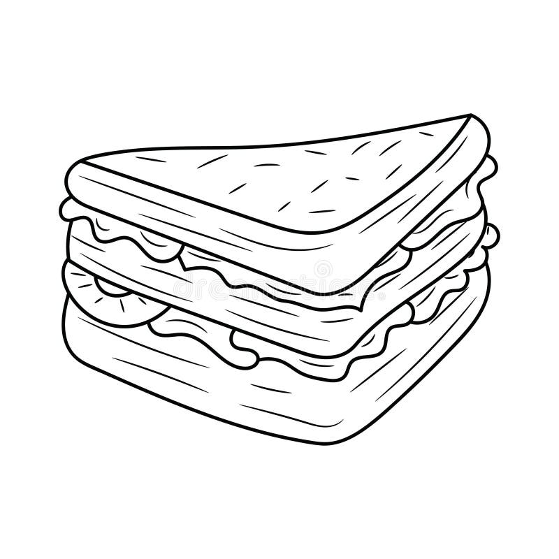 Sandwich outline vector stock vector. Illustration of silhouette ...
