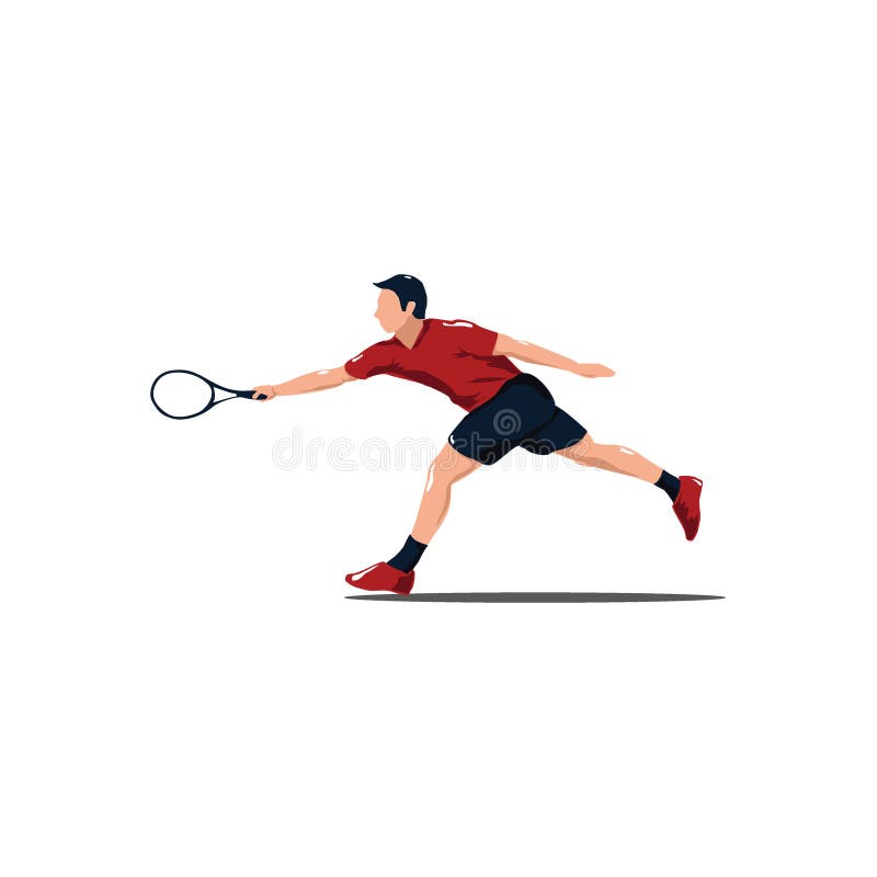 Sport Man Swing His Tennis Racket Horizontally To Reach the Ball ...