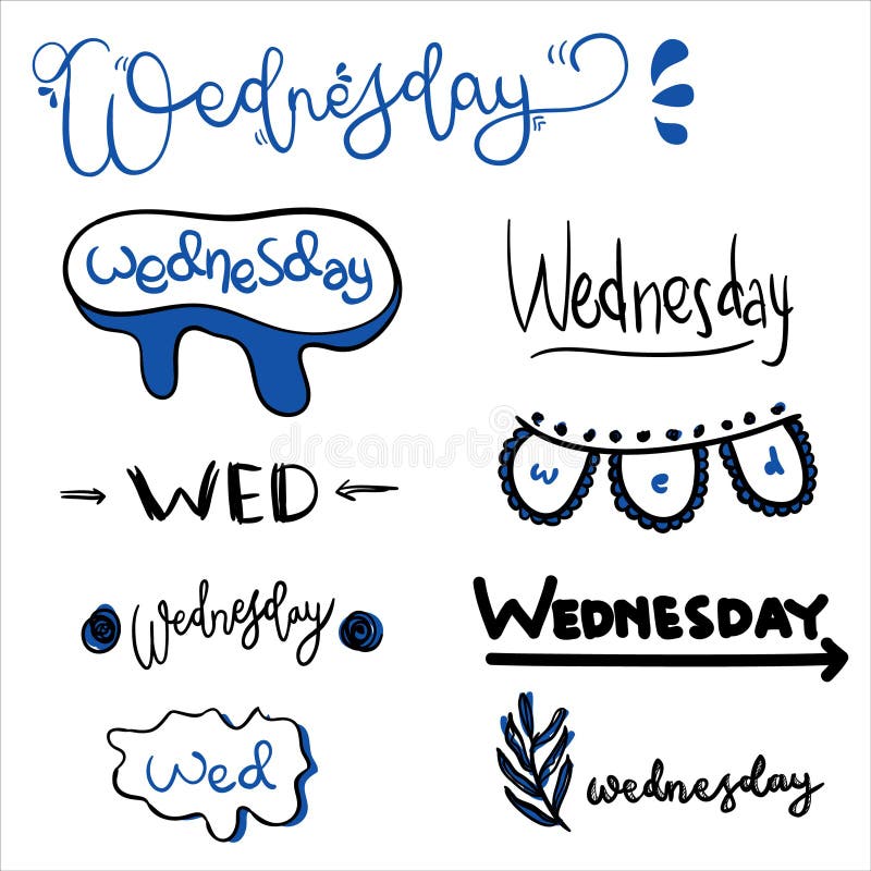 Set of Wednesday Lettering stock vector. Illustration of illustratin ...