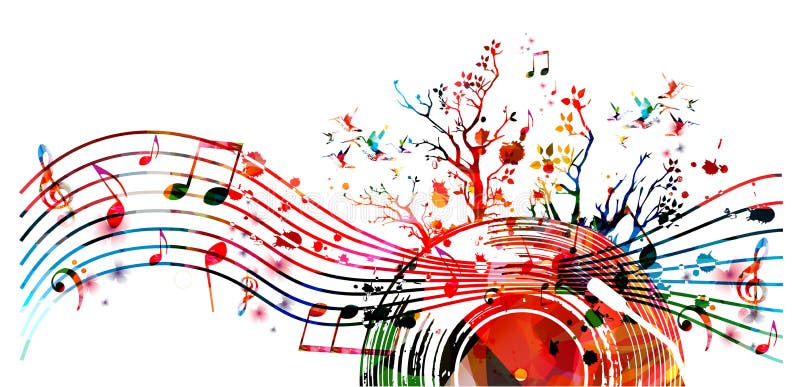 Colorful Musical Promotional Poster with Vinyl Record Disc and Musical ...