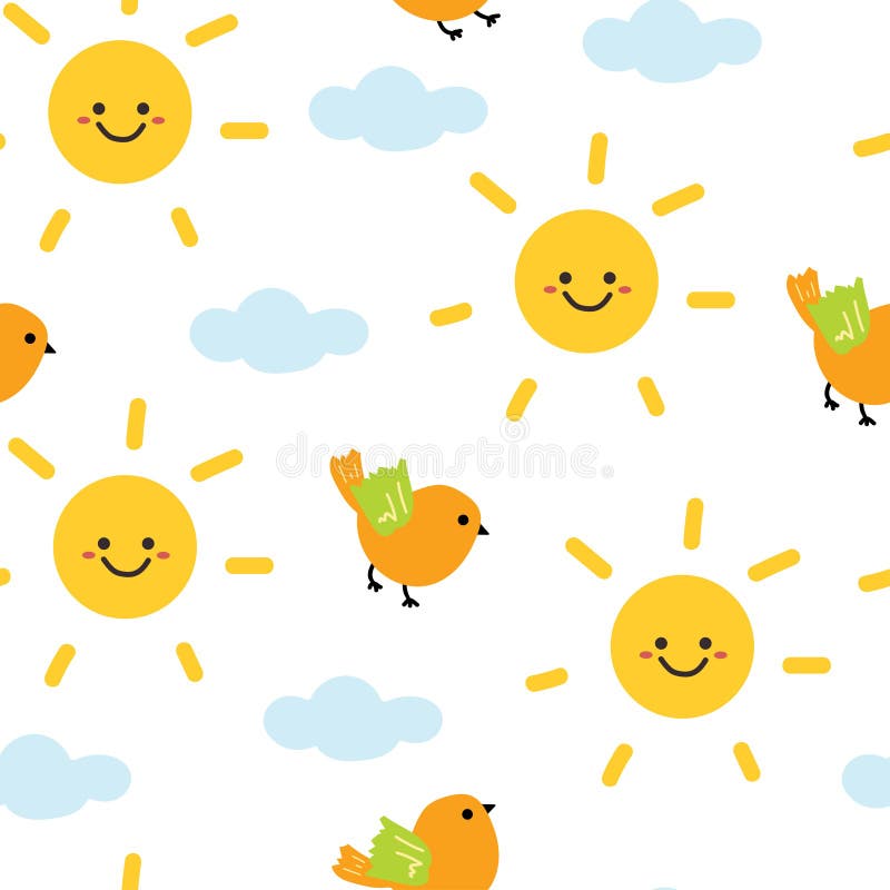 Cute Seamless Pattern with Cartoon Weather for Fabric Print, Textile ...