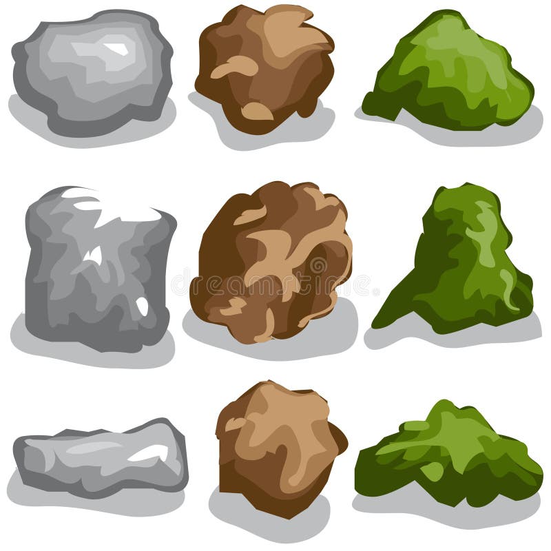 Rock and Stone Design Element Set Stock Vector - Illustration of solid ...