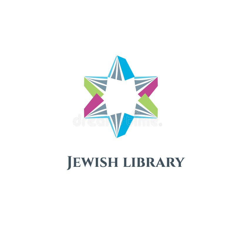 Jewish Library Vector Logo. Jewish Star Emblem Stock Vector ...