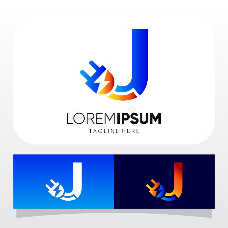 Letter J Power Jack Lightning Electric Logo Design Vector Graphic Stock ...