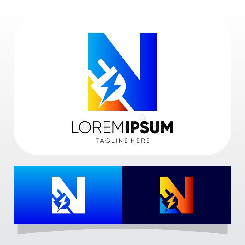 Letter N Power Jack Lightning Electric Logo Design Vector Graphic Stock ...