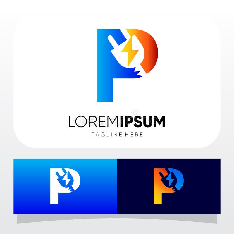 Letter P Power Jack Lightning Electric Logo Design Vector Graphic Stock ...