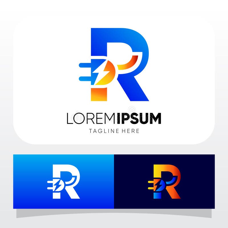 Letter R Power Jack Lightning Electric Logo Design Vector Graphic Stock ...