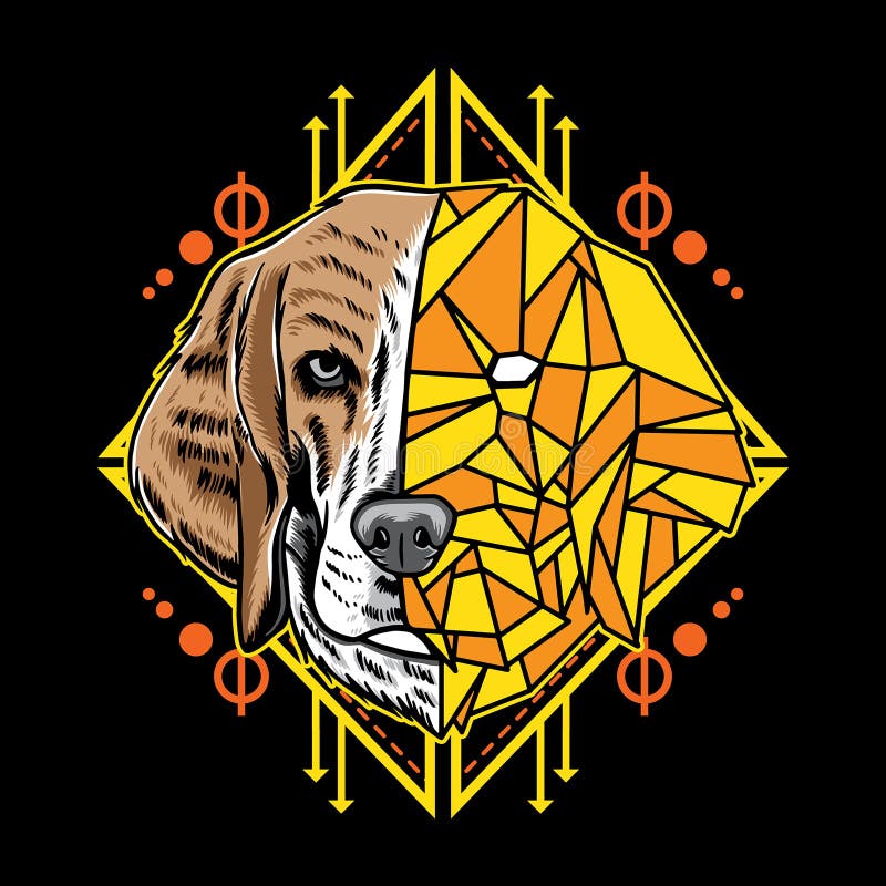 Cool Sacred Geometry Beagle Dog Pet Vector Illustration. Isolated on ...
