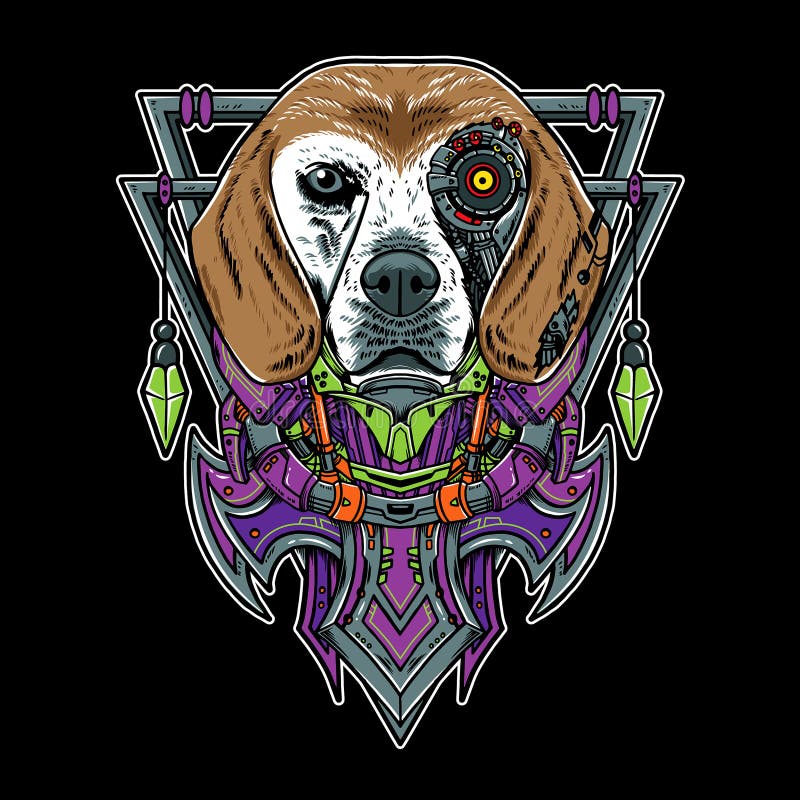 Cool Beagle Dog Pet Vector Geometry Robotic Illustration. Isolated on ...