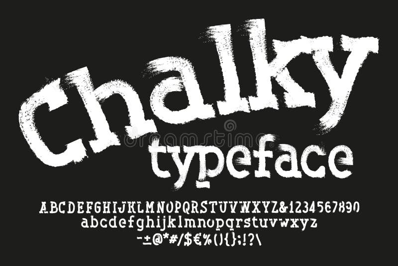 Chalky Alphabet Font. Hand Drawn Uppercase and Lowercase Letters ...