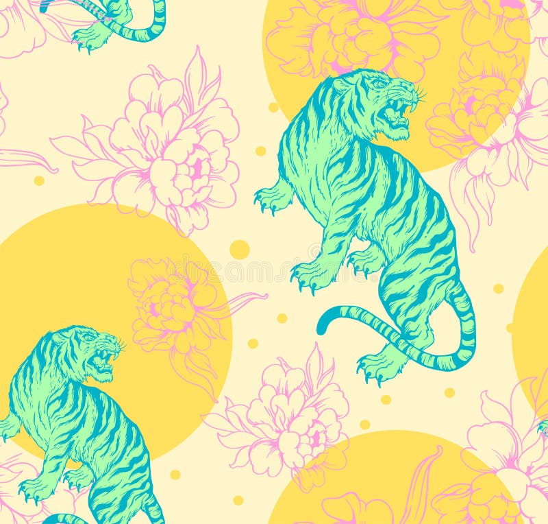 Tropical tiger pattern stock vector. Illustration of leaf - 218201890