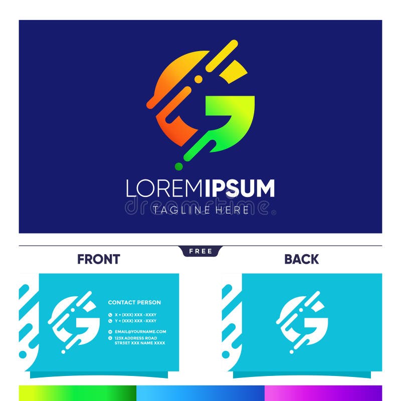 Initial G Letter Tech Logo Design and Business Card Vector Graphic ...