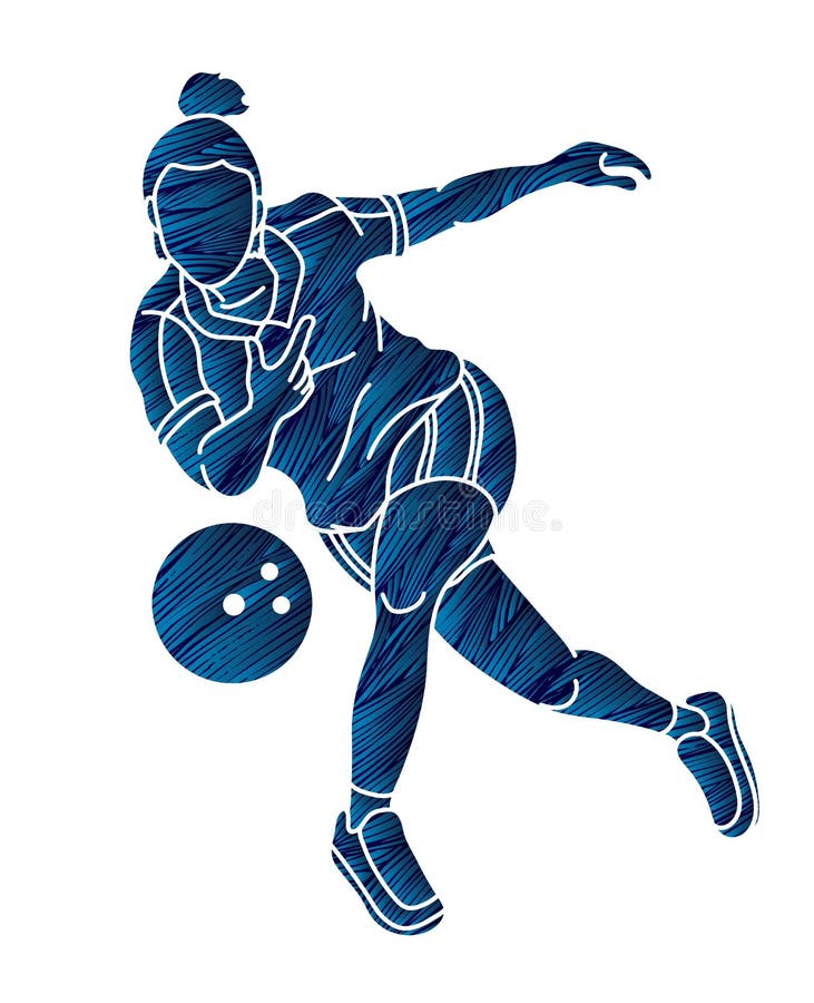 Bowling Sport Female Player Action Cartoon Graphic Vector Stock Vector ...