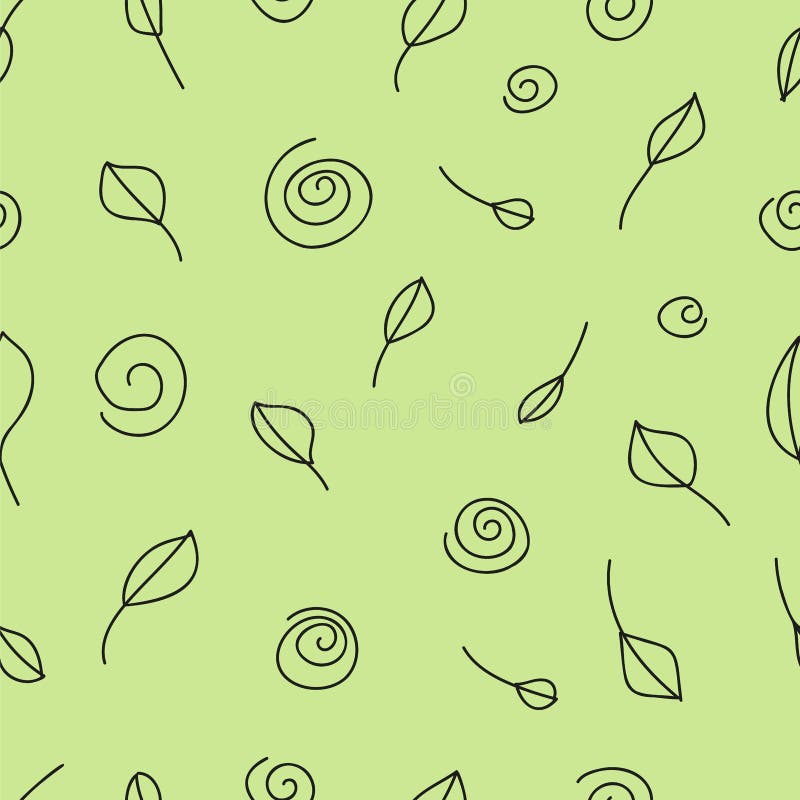 Seamless Leaves and Spirals Pattern Stock Vector - Illustration of ...