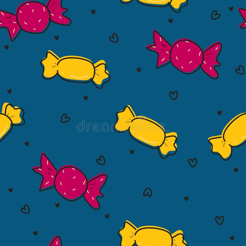 Cute Seamless Pattern with Cartoon Dessert and Sweets for Fabric Print ...