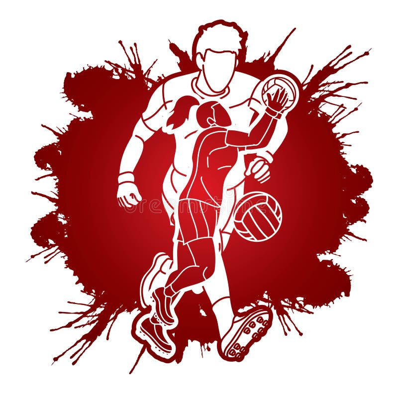 Gaelic Football Male and Female Players Sport Mix Action Cartoon ...