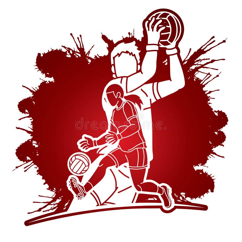 Gaelic Football Male and Female Players Sport Mix Action Cartoon ...