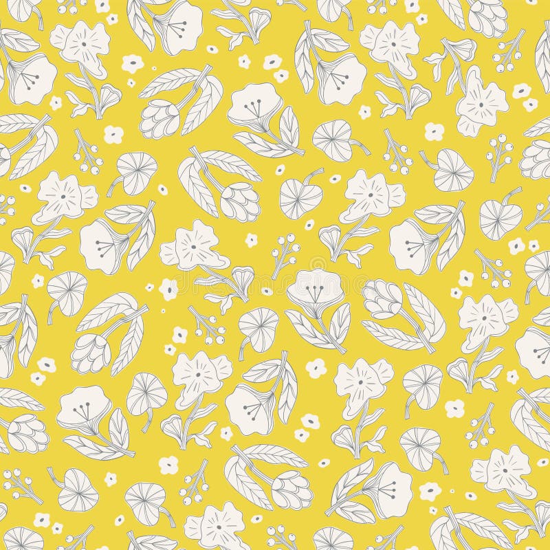Vector Yellow Tulip Illustration Motif Seamless Repeat Pattern Stock ...