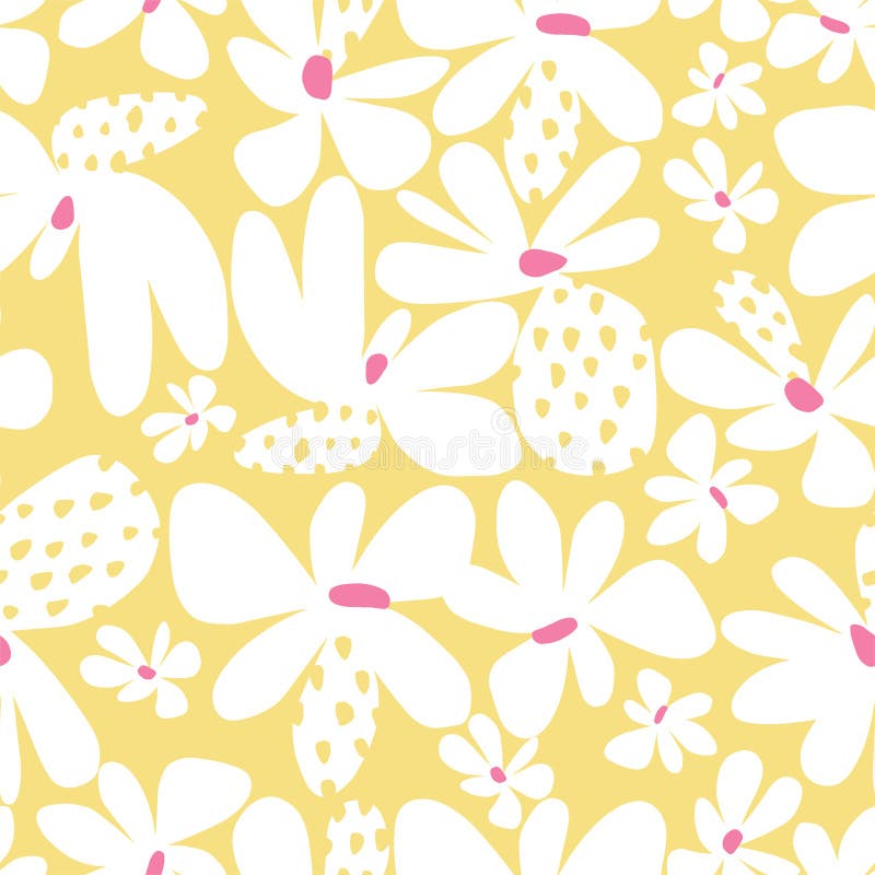 Vector Simple Shape Colorful Flower Illustration Motif Seamless Repeat ...