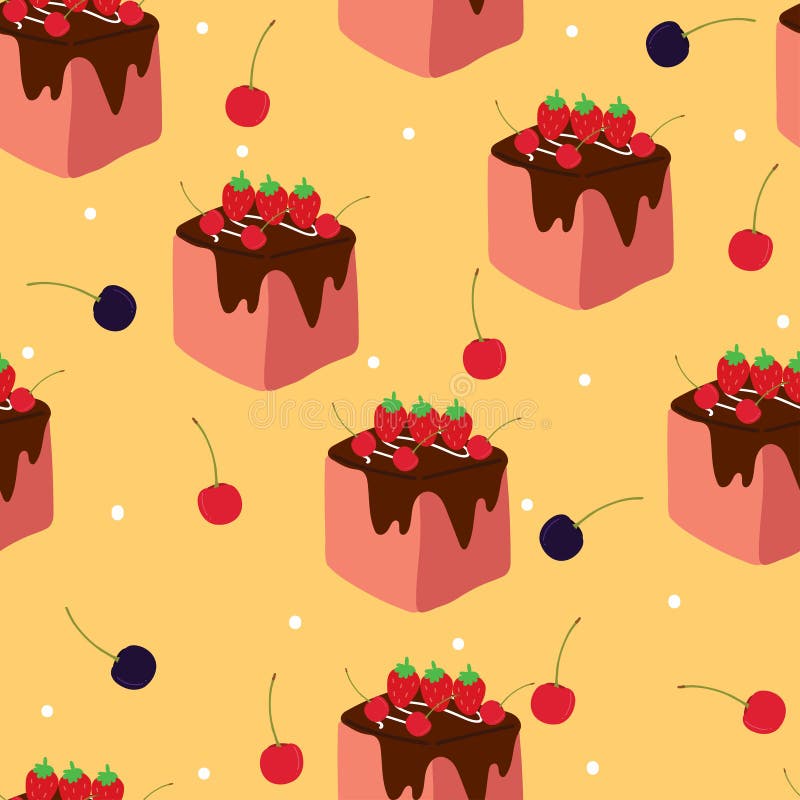 Cute Seamless Pattern with Cartoon Dessert and Sweets for Fabric Print ...