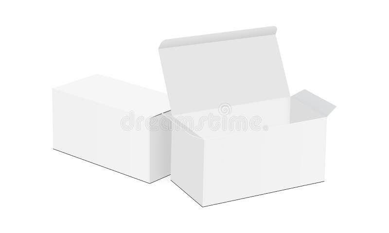 Paper Rectangular Packaging Boxes with Opened and Closed Lid Stock ...