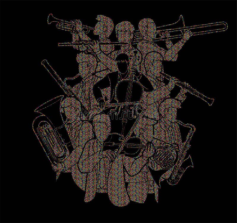 Group of Musician Orchestra Instrument Cartoon Graphic Vector Stock ...