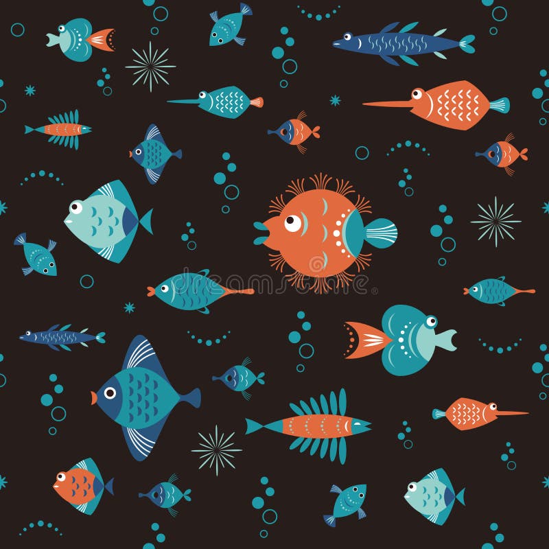 Seamless Pattern with Unusual Beautiful Fishes Stock Vector ...