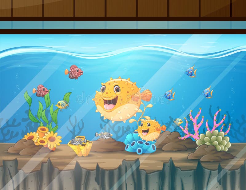 Cartoon of the Fishes in Aquarium Stock Vector - Illustration of reef ...