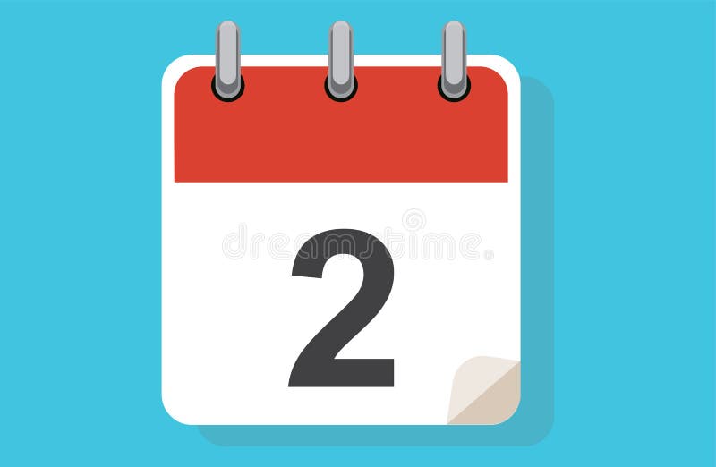 Day Two. Simple Calendar with Date 2. Flat Calendar Icon Vector ...