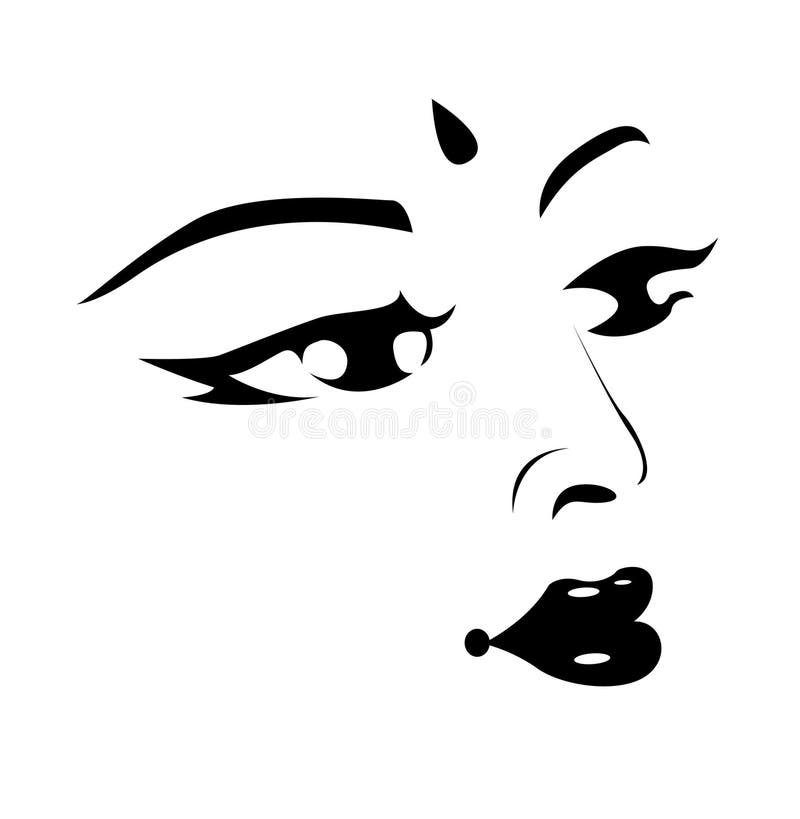 Face Drawing of Woman, Devi or Goddess Stock Vector - Illustration of ...