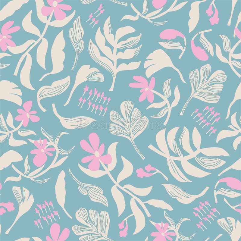 Vector Scandinavian Simple Flower Illustration Motif Seamless Repeat ...