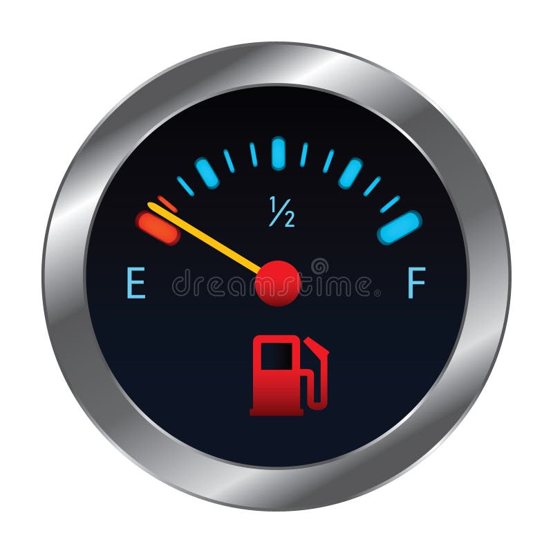 Vector Empty Fuel Warning Light in Car Dashboard. Fuel Pump Icon Stock ...