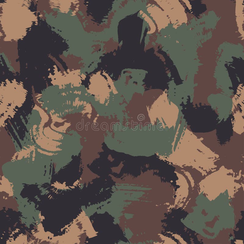 Vector Grunge Camouflage, Seamless Brush Stroke Texture, Military ...