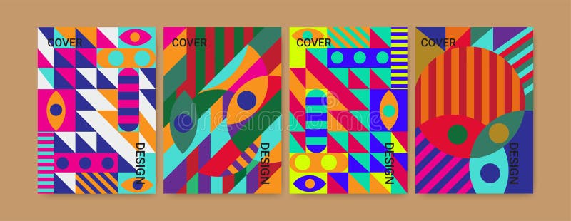 Set of Colorful Cover Design Template in A4 Size Stock Vector ...