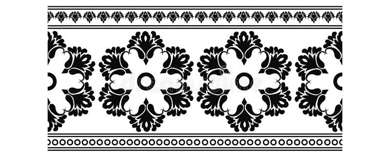 Saree Border Design Concept of Beautiful Flowers and Circles Stock ...