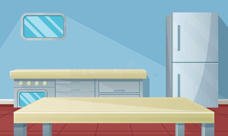 Illustration of Modern Kitchen with Dinner Table Vector Stock Vector ...
