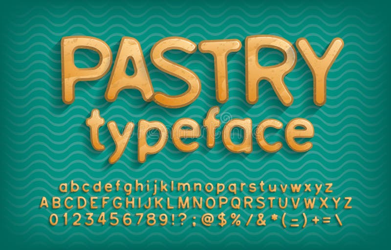 Pastry Alphabet Font. Cartoon Cookie Letters, Numbers and Punctuation ...