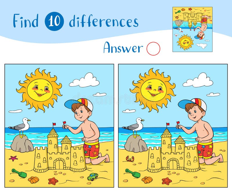Find 10 Differences. Educational Game for Children Stock Vector ...