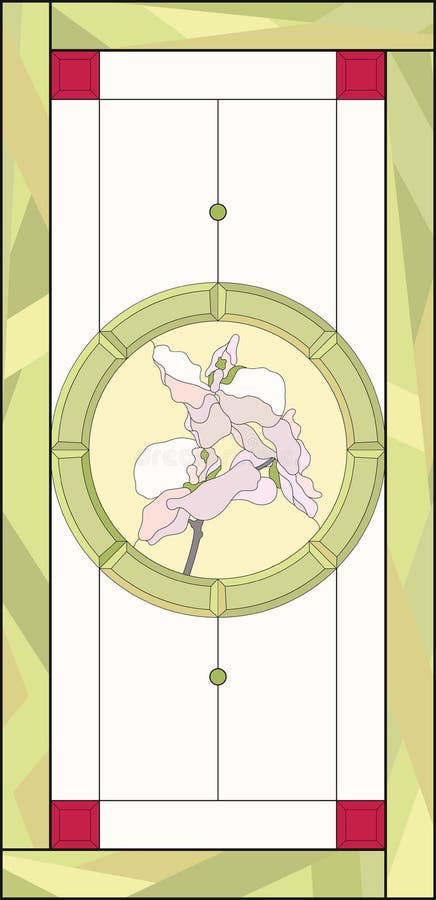 Stained-glass Panel in a Rectangular Frame. Classic Window. Vector ...