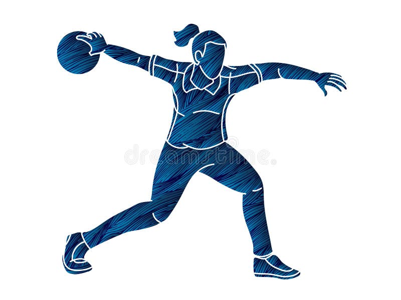 Bowler Bowling Sport Female Player Action Cartoon Graphic Vector Stock ...