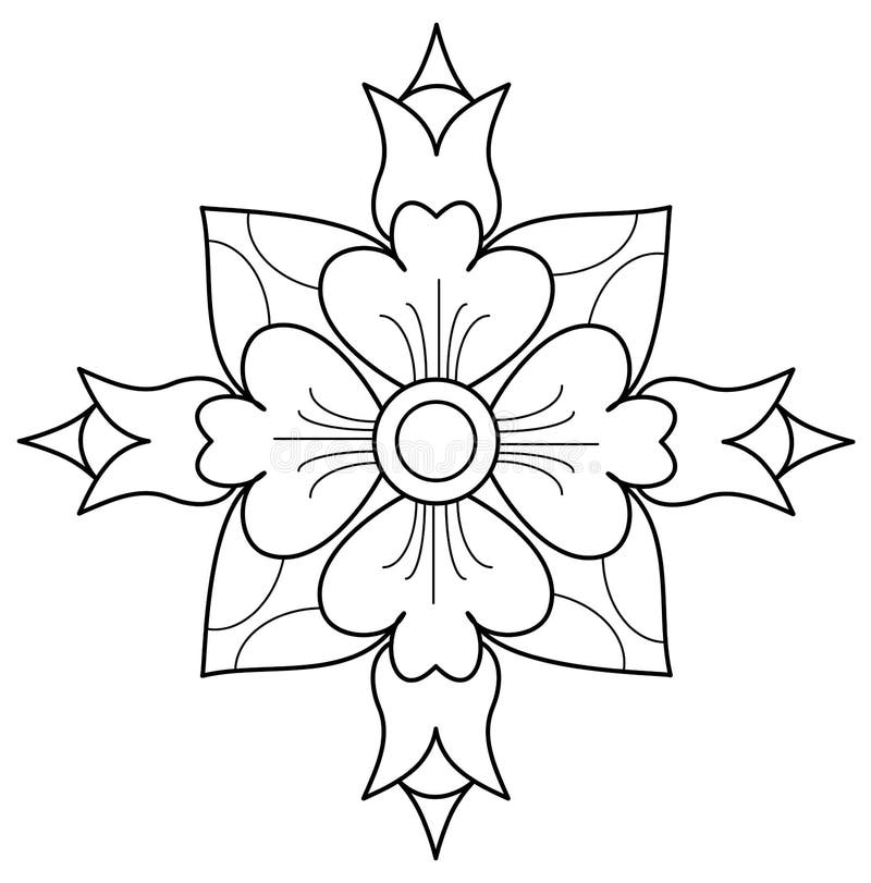 Indian Cultural Rangoli Design Also Called Kolam Isolated on Black and ...